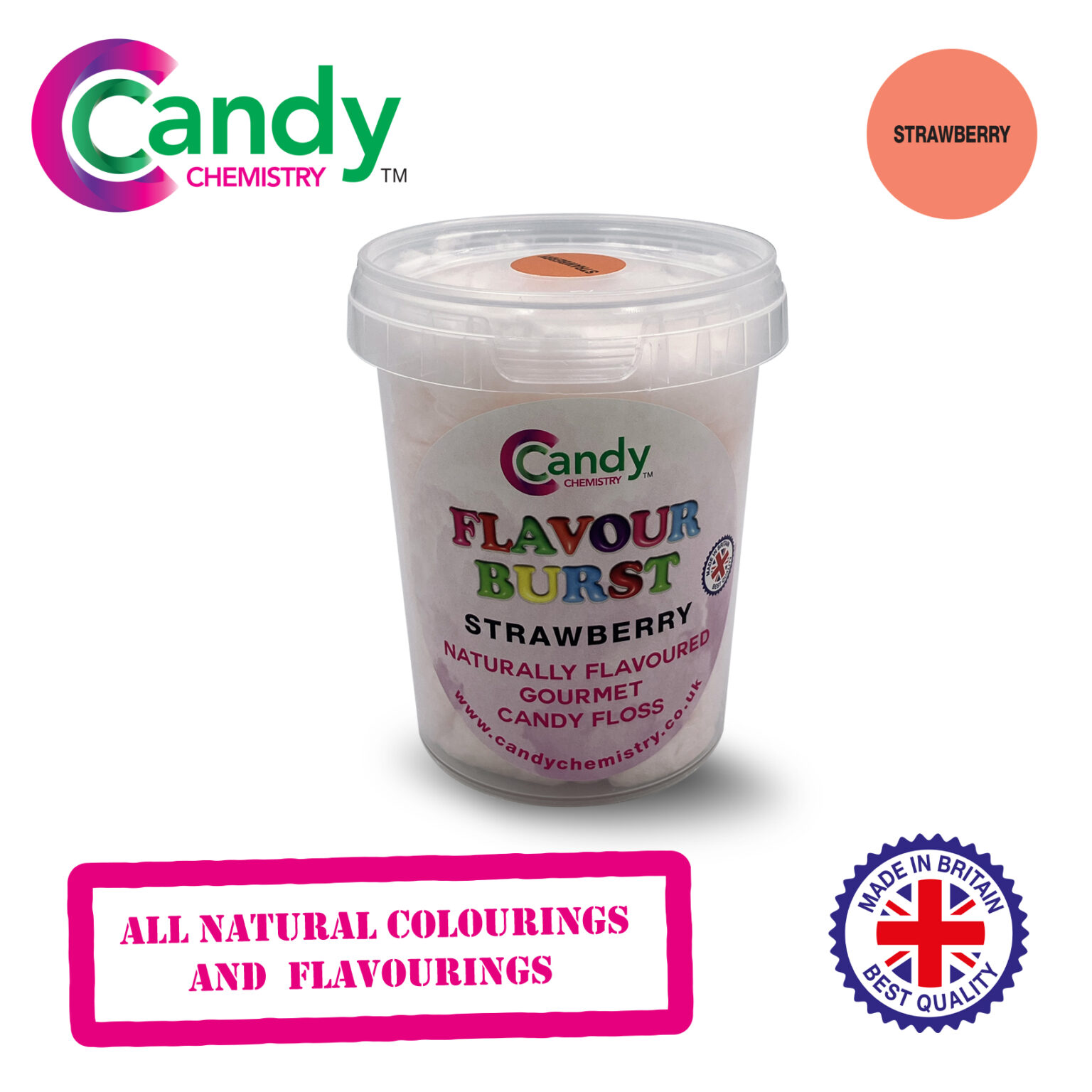 Strawberry Flavour Burst Natural Gourmet Candy Floss – Candy Chemistry